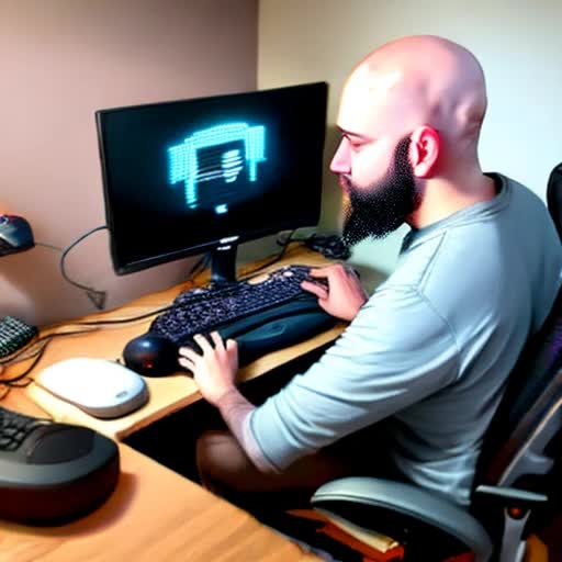Bald Bearded PC Gamer: Epic Gameplay from a Cozy Room