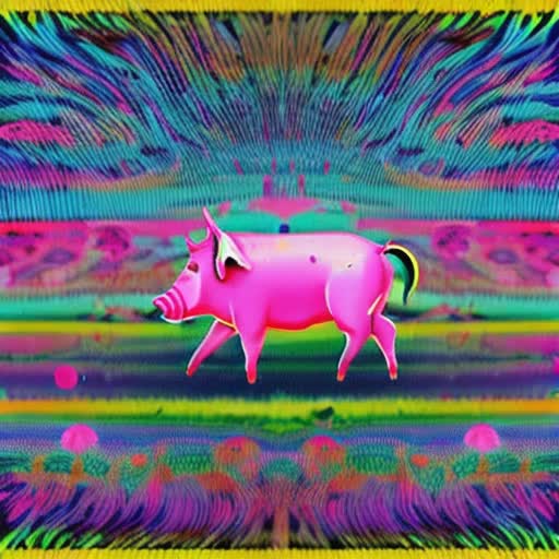Psychedelic Pig: Neon Nebulous Cloud & Ethereal Radiance in Playful ...