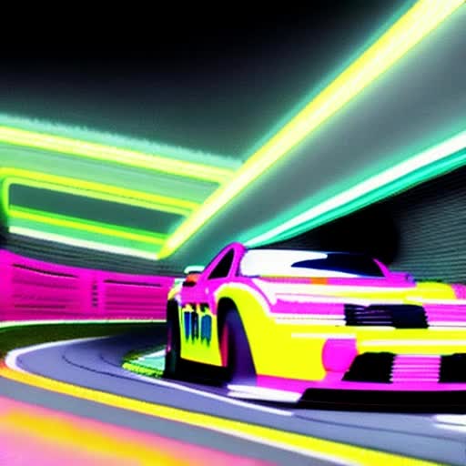 Vaporwave 80s & 90s Sports Car Race: Neon Lights, Hotrods & Fast Racing ...
