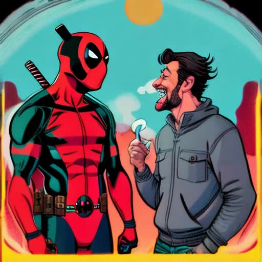 Cosmic Jam Session: Deadpool & Wolverine in 1970s Chill Out