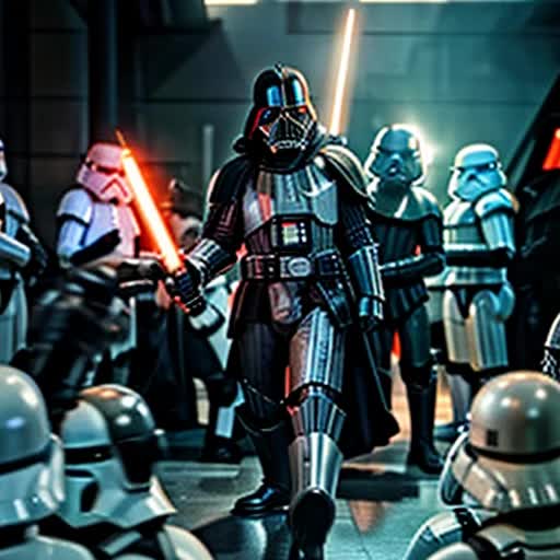 Darth Vader Epic Hyperrealistic Scene with Storm Troopers