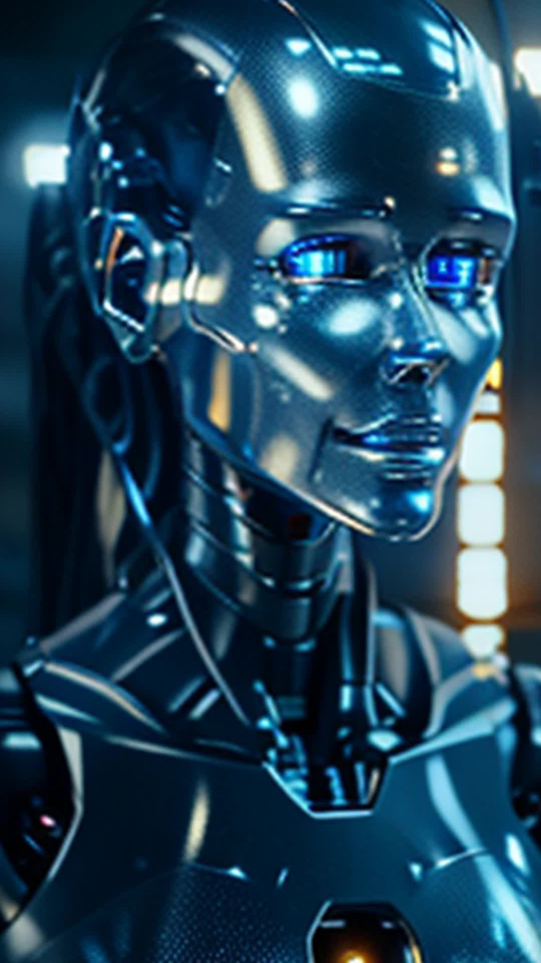Futuristic AI Robot Assembly in Hi-Tech Factory
