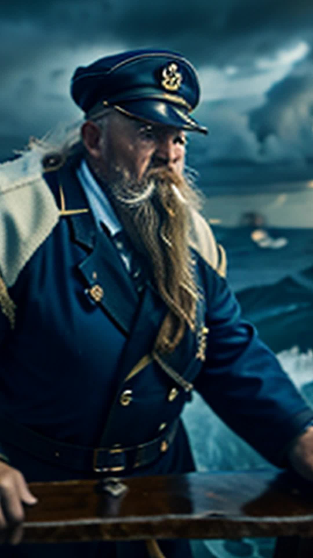 Rugged Sea Captain Drenches Ram in Stormy Seas