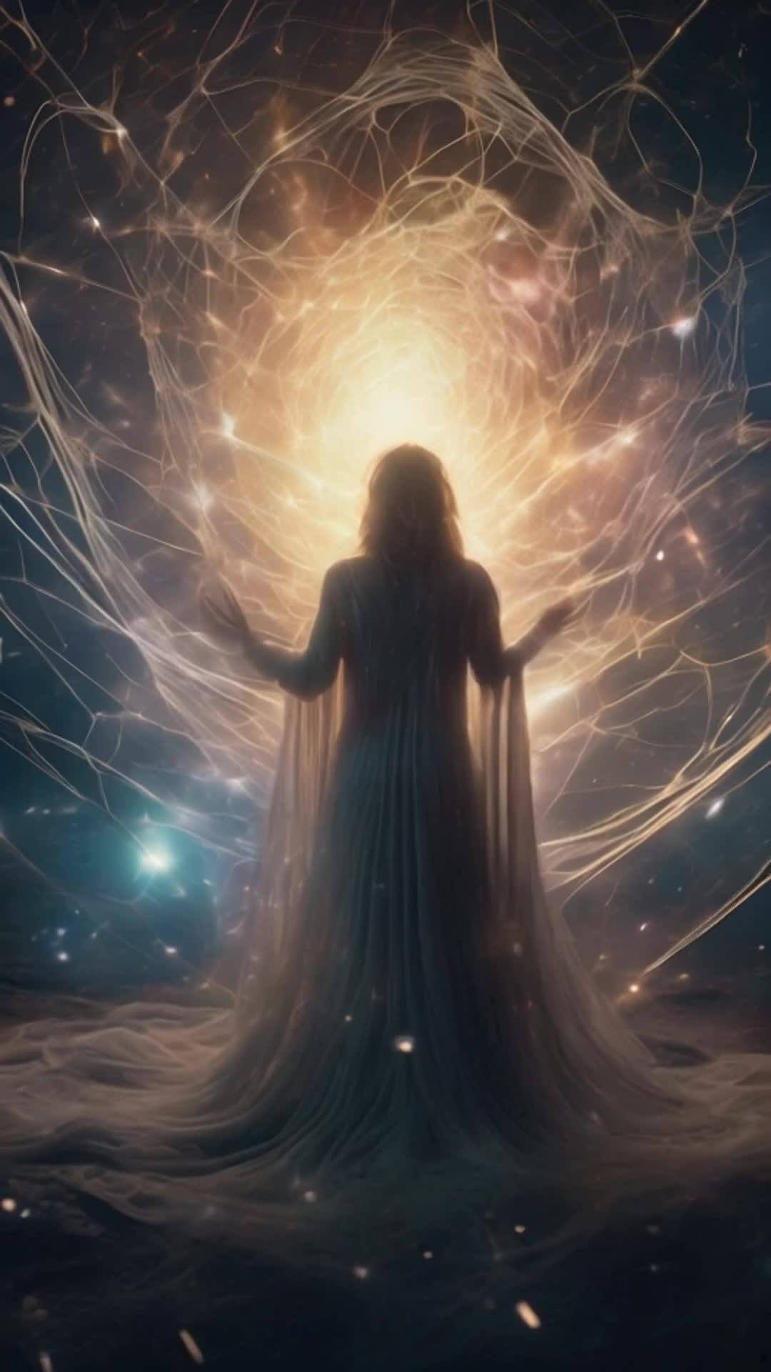 Cosmic Deity Weaving Intricate Lies: Dark Starlight & Celestial Chaos