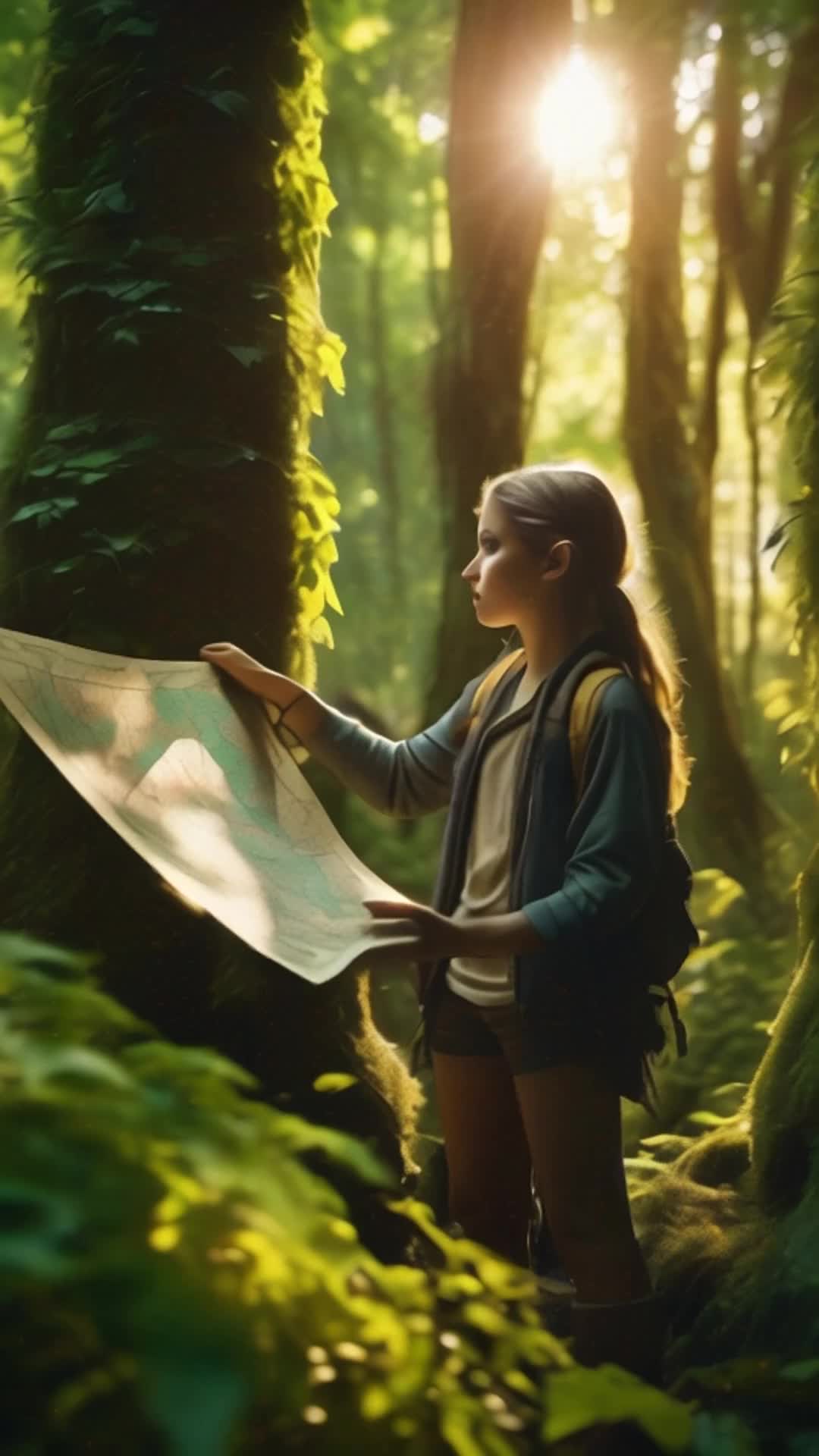 Exploring Ancient Temple in Untamed Wilderness: Young Adventurer with ...