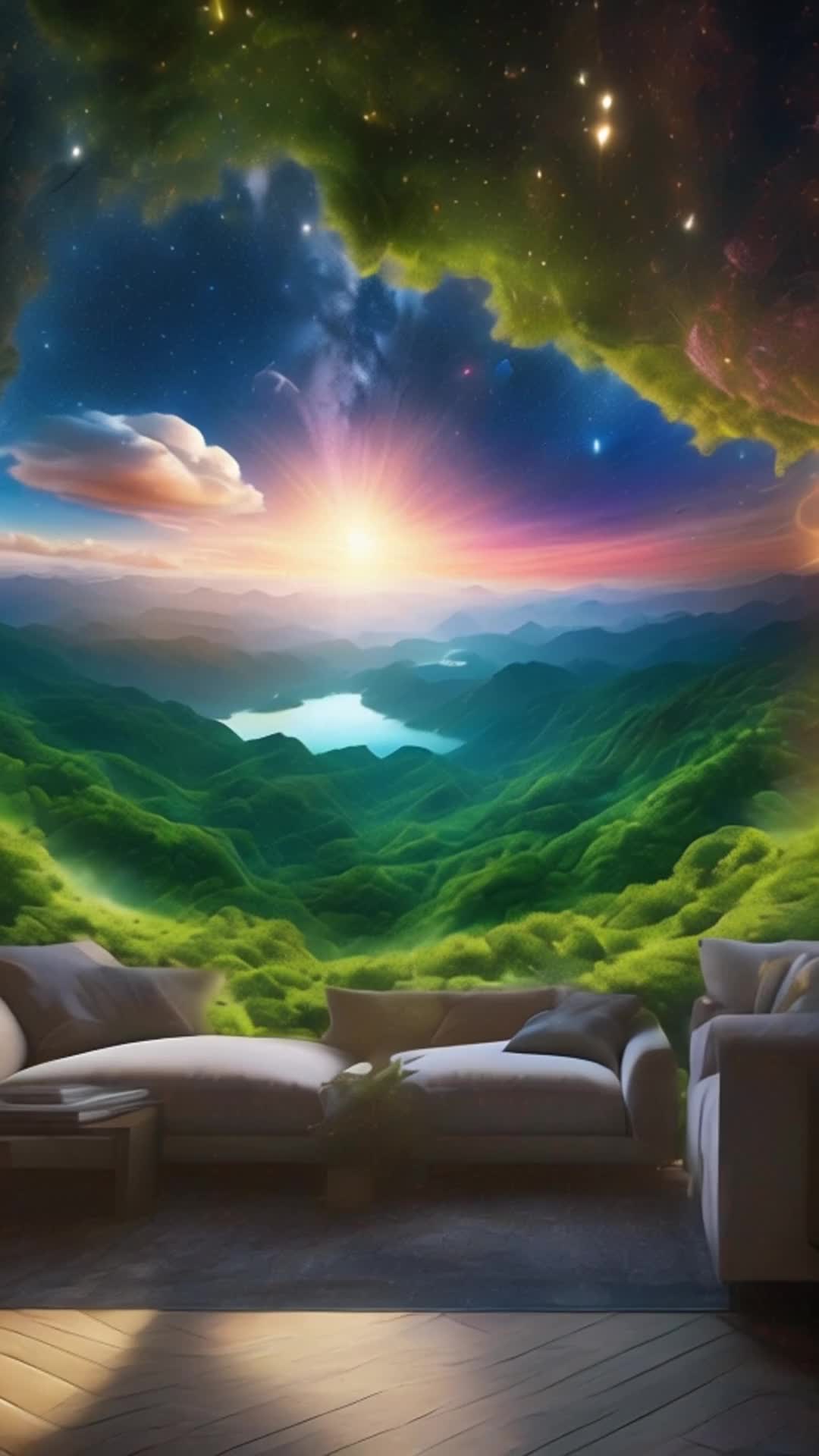 Majestic Figures in Luminescent Light Embrace the Cosmos