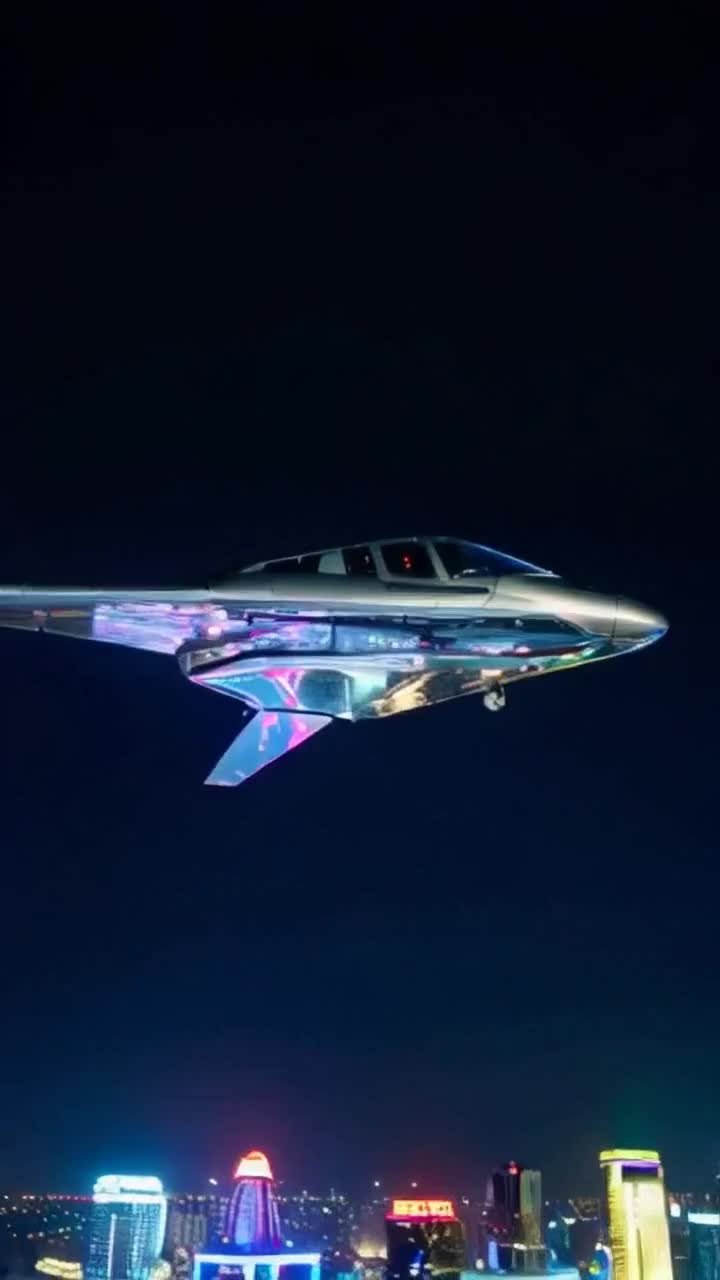 Electric Sky Dance: Futuristic Flying Vehicle in Vibrant Chaos